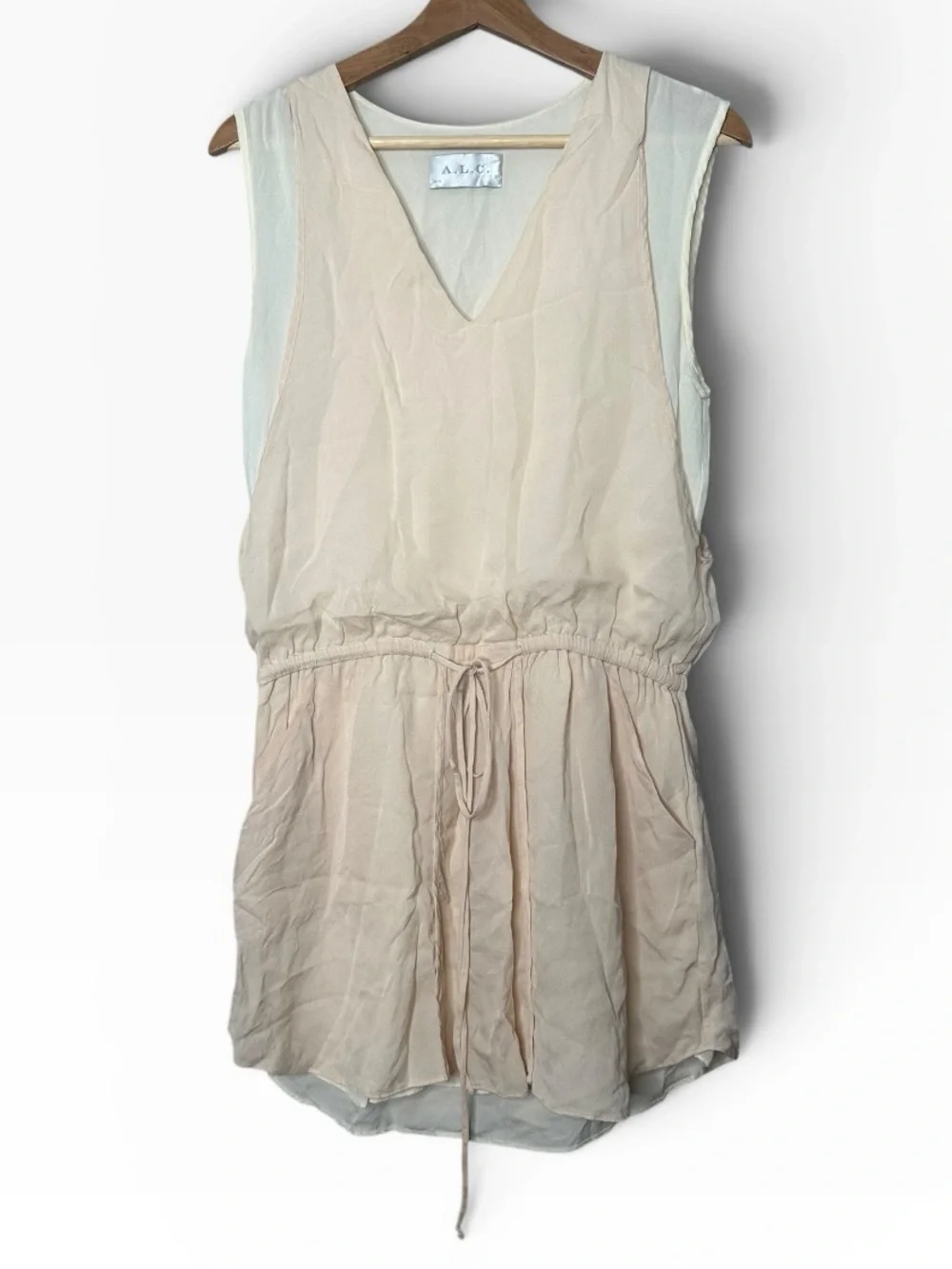 A.L.C. | Dresses | Alc Silk Blouson Mini Dress Ivory Nude Pink | Poshmark
